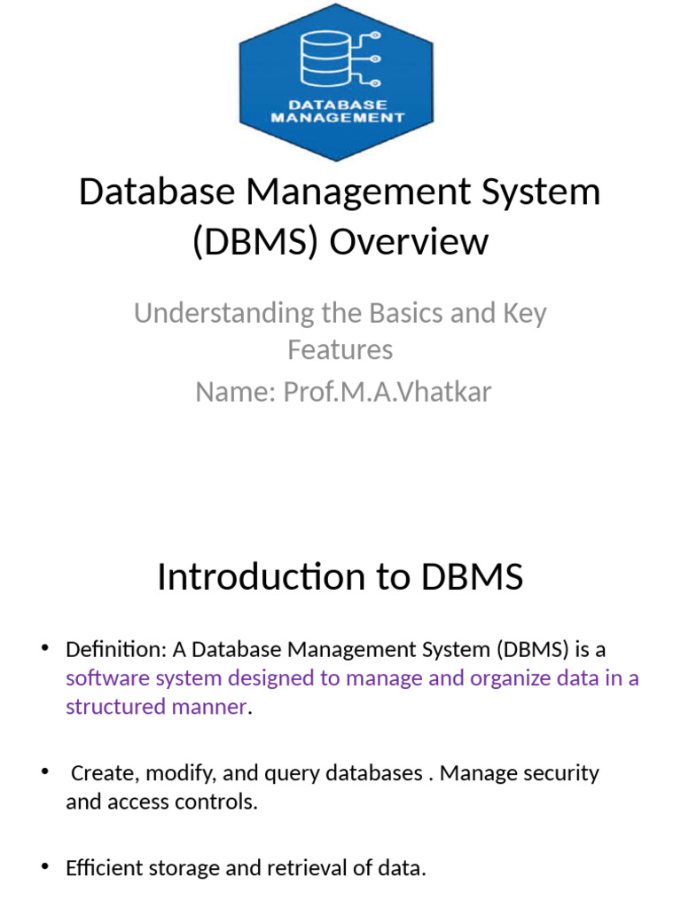 1.database Management System (DBMS) Overview | PDF | Databases | Data Model