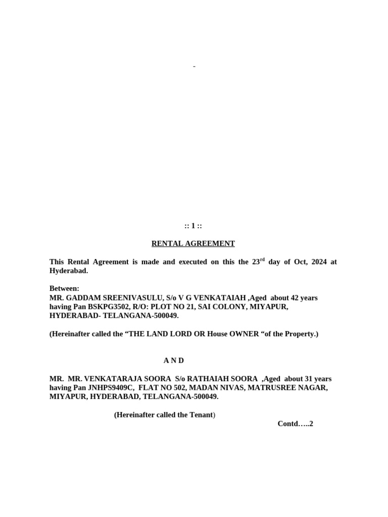 Rental Agreement | PDF | Leasehold Estate | Landlord