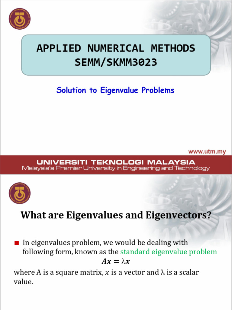 Lecture 4 Solution to Eignvalue Problems_MS | PDF | Eigenvalues And Eigenvectors | Algorithms