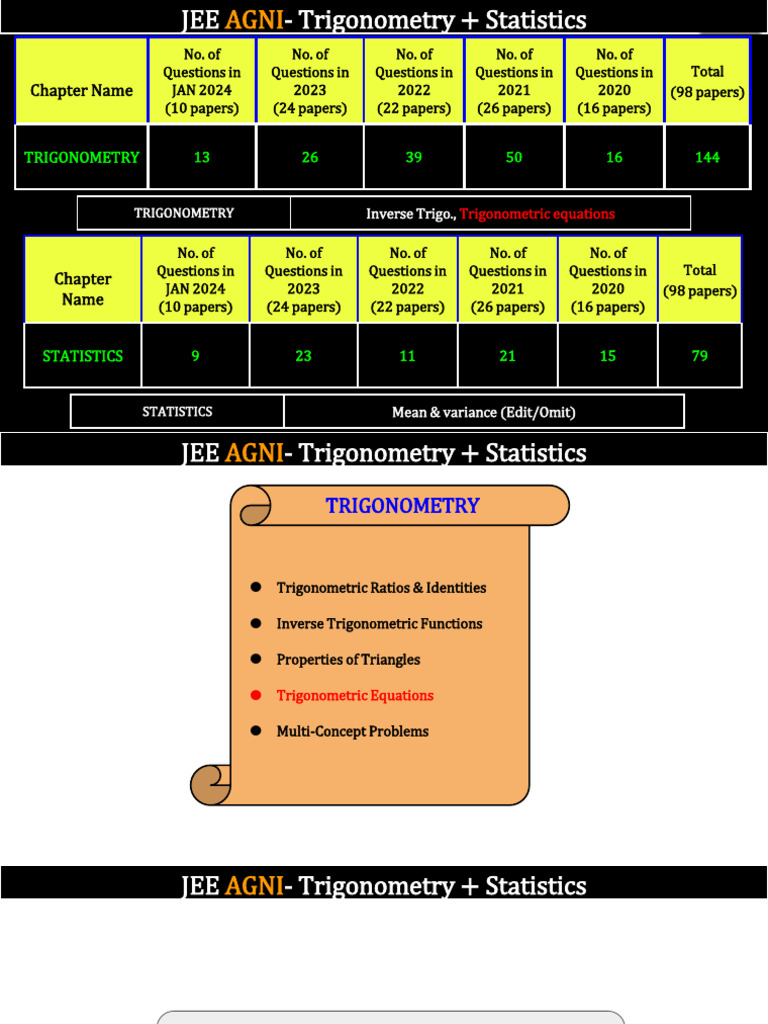 JEE Mains JAN 2024 PYQs - Trigonometry + Statistics | PDF | Trigonometric Functions | Trigonometry