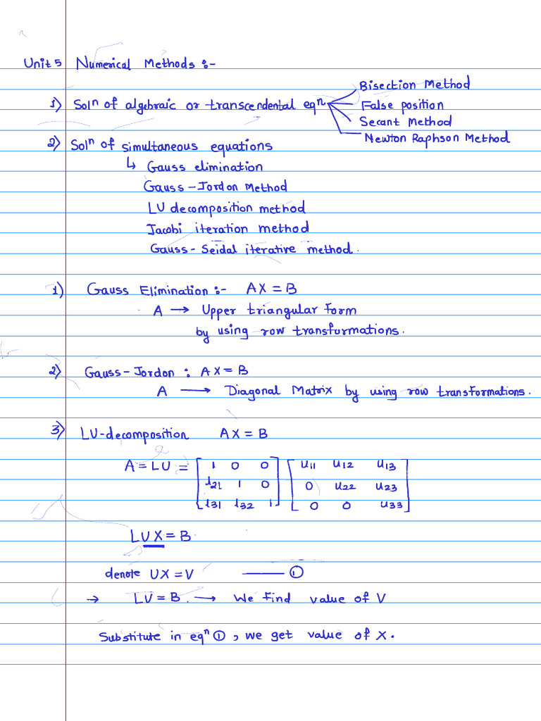 M3 Unit 5 Numerical Method Notes Online Lecture 8th April 2024 | PDF
