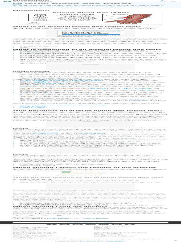 Arterial Blood Gas (ABG) What It Is, Purpose, Procedure & Levels | PDF ...