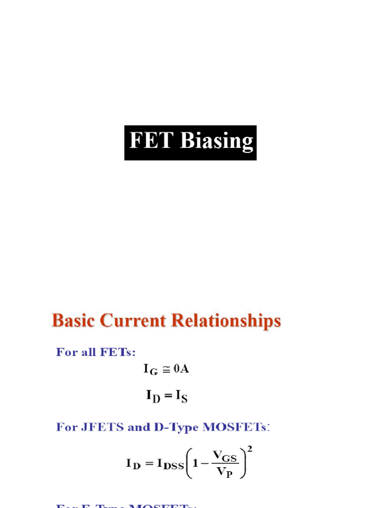 FET and MOSFET Biasing | PDF