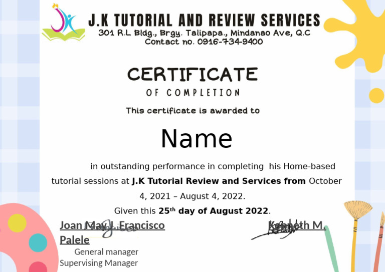 Certificate of Completion Tutorial | PDF