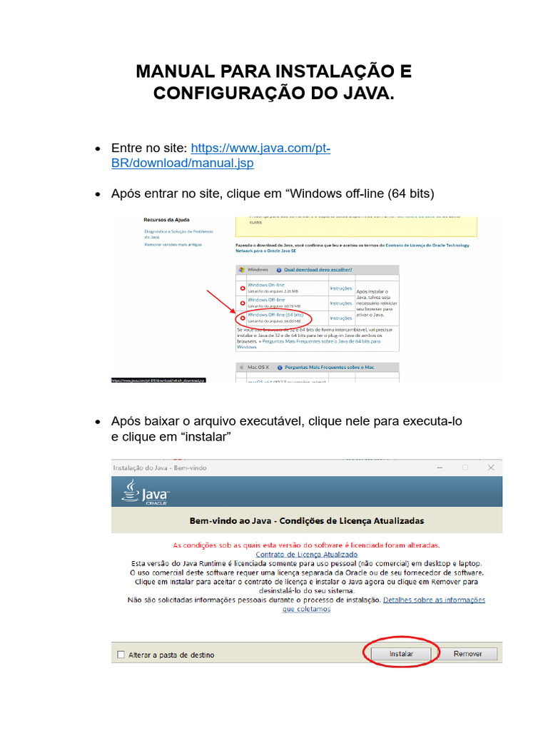 MANUAL PARA INSTALAÇÃO E CONFIGURAÇÃO DO JAVA ASSINE JÁ | PDF