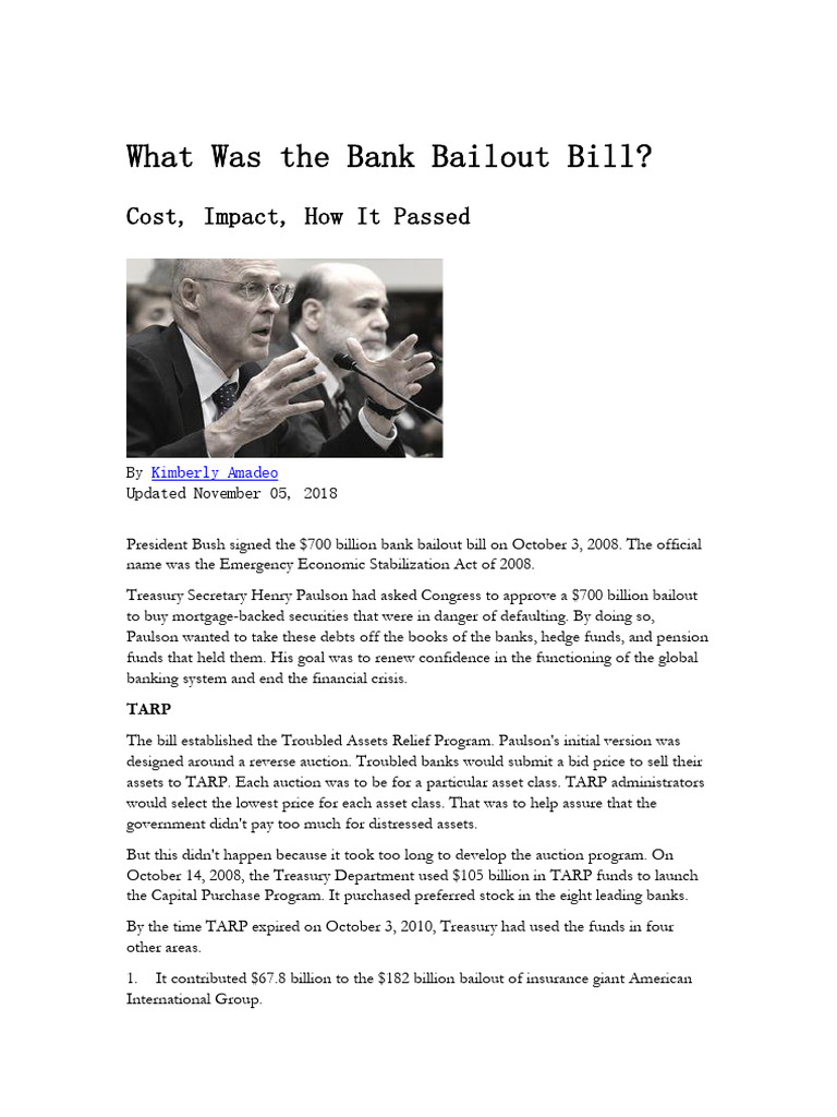 lecture_1_What_Was_the_Bank_Bailout_Bill | PDF | Troubled Asset Relief ...