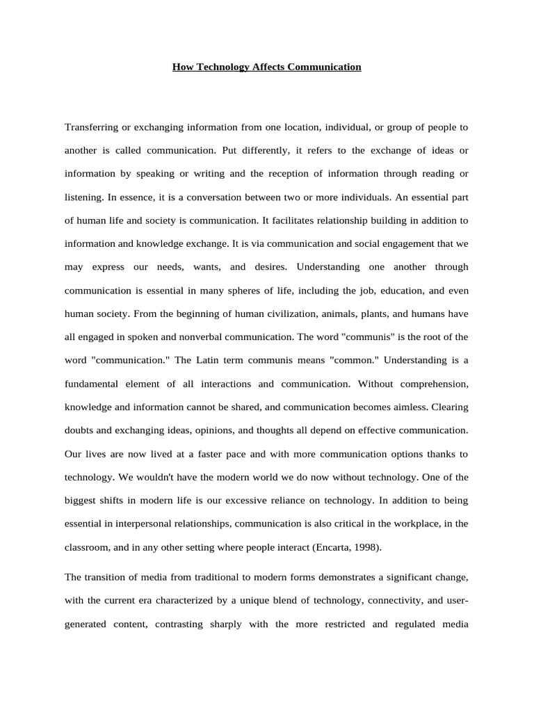 How Technology Affects Communication | PDF | Mass Media | Popular ...