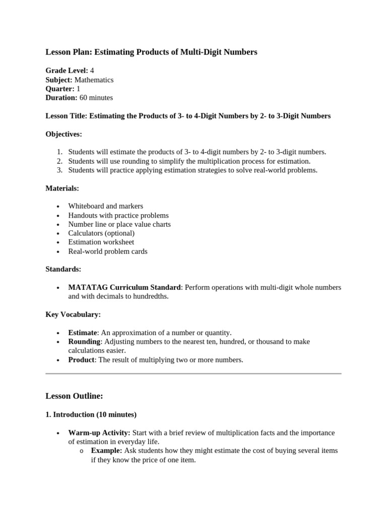 Lesson Plan in Math 4 | PDF | Learning | Cognition