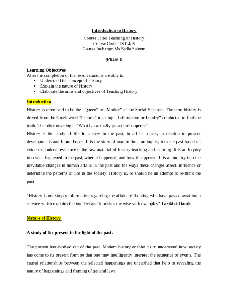 Aims of Teaching History | PDF | Critical Thinking | Knowledge