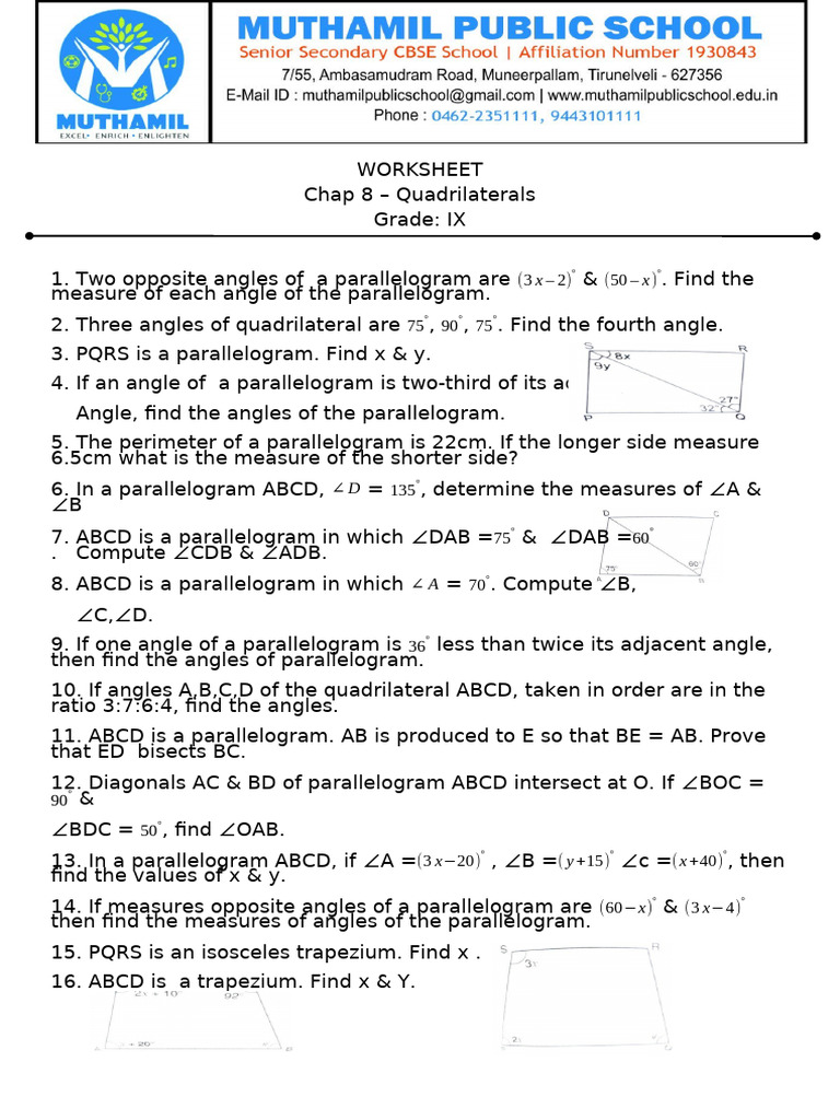 Chap 8 Quadrilaterals | PDF | Rectangle | Euclid
