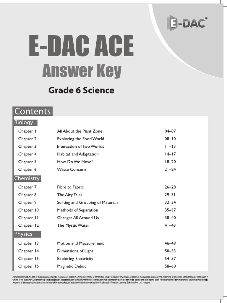 Grade 6 Answer Key Science | PDF