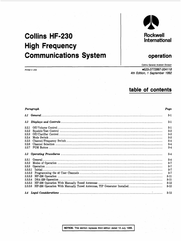 Collins HF-230 User Manual | PDF | Duplex (Telecommunications) | High ...