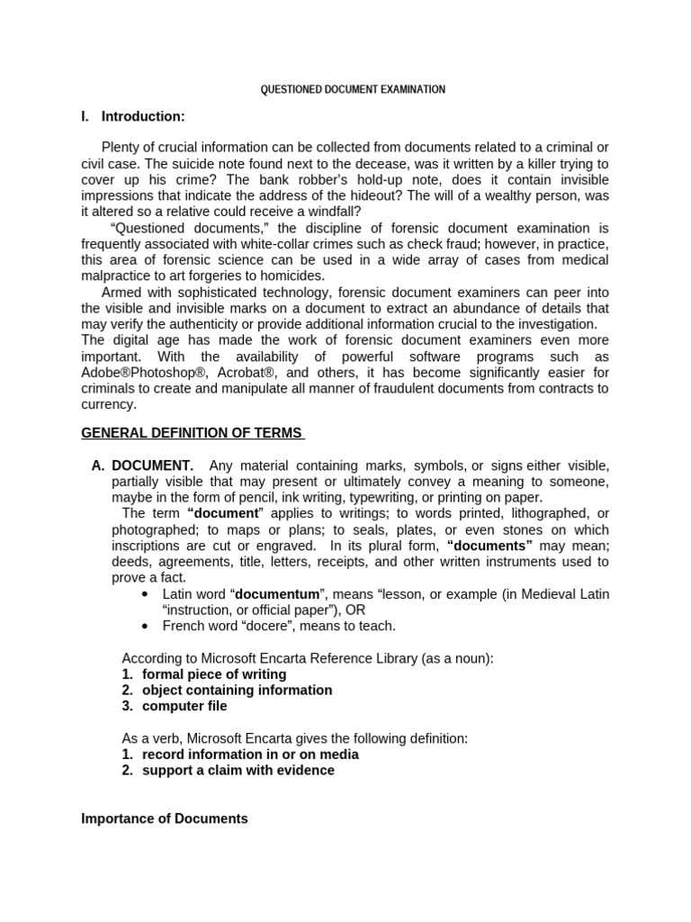 Questioned Document Examination Midterm | PDF | Cuneiform | Graphology