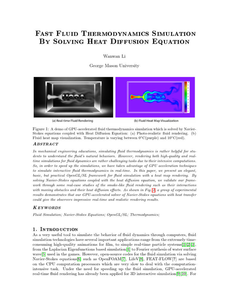 Fast Fluid Thermodynamics Simulation by Solving Heat Diffusion Equation | PDF | Rendering ...