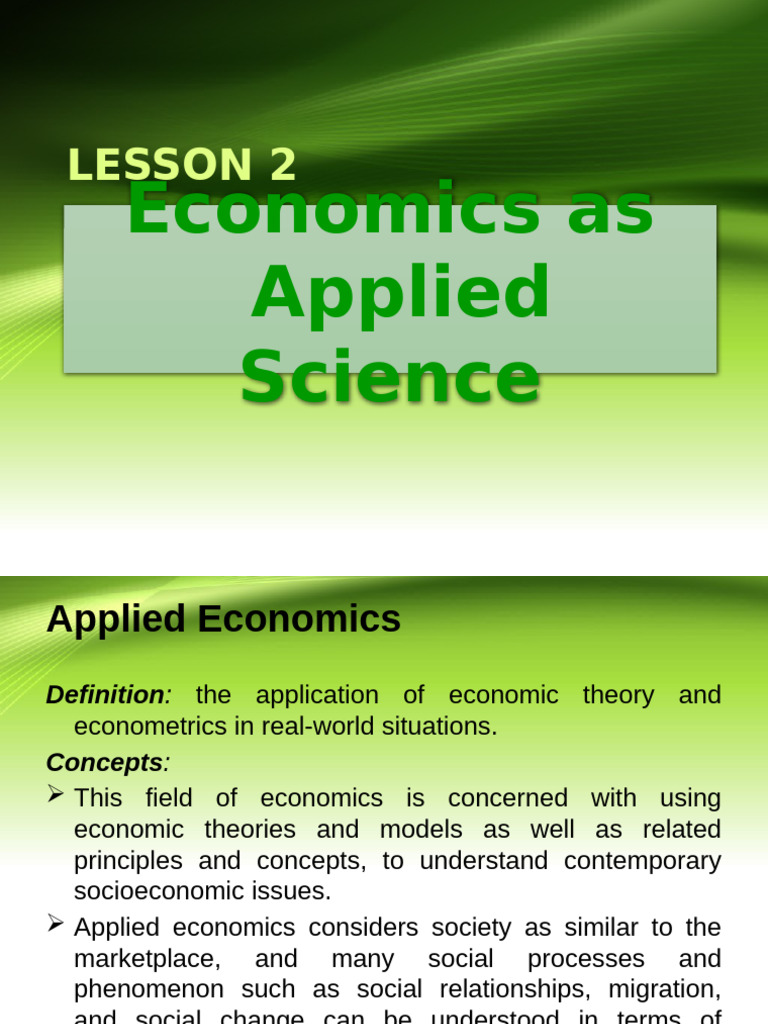 Applied Economics Lesson 2 | PDF | Economics | Economies