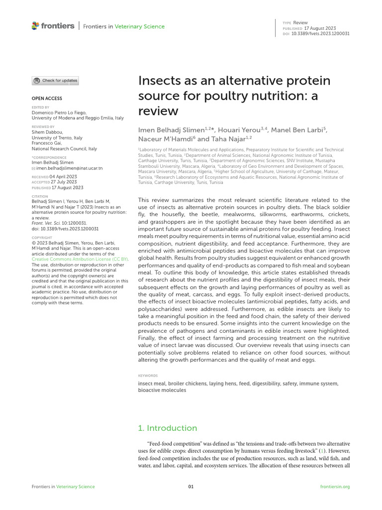 Slimen 2023 Insects as an alternative protein source for poultry ...