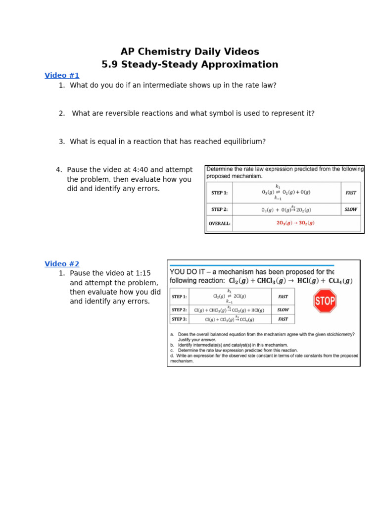 5 9 Steady State Approximation Pdf