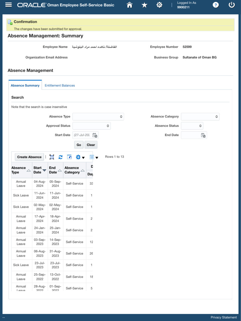Oracle Self Service Human Resources Absence Management 2 | PDF ...