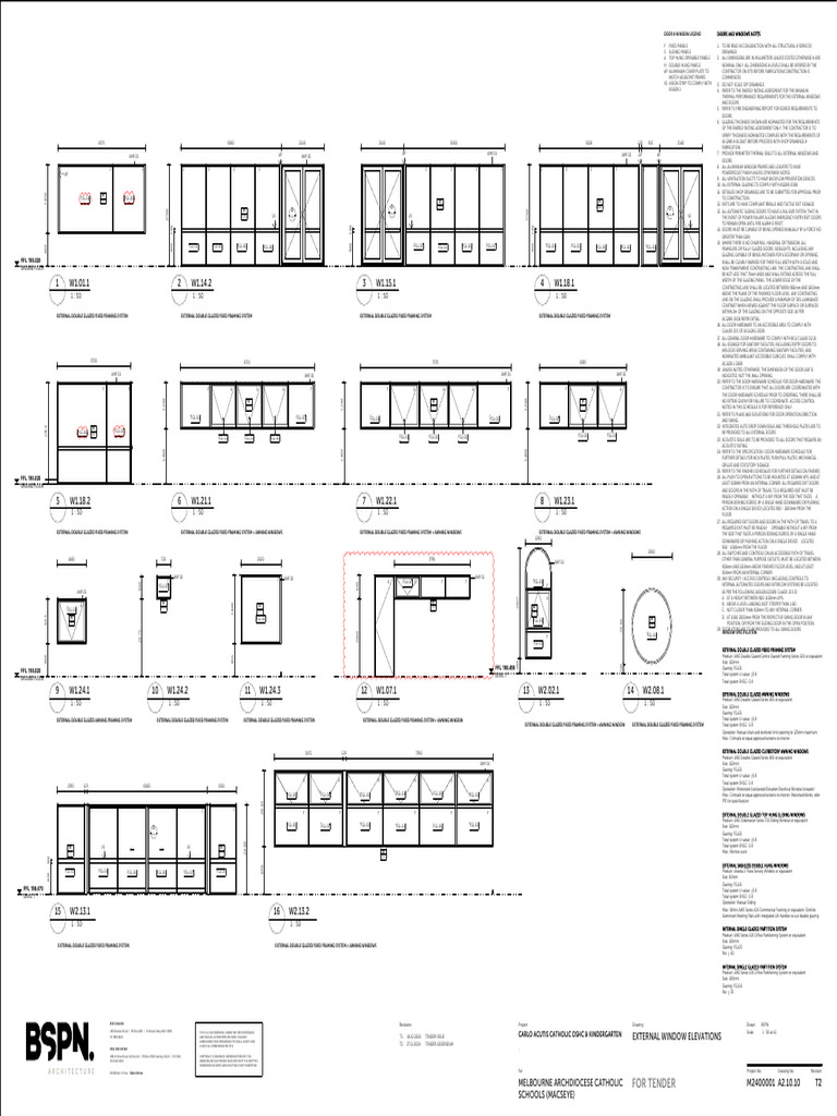 A2.10.10 - External Window Elevations - T2 - Add01 | PDF | Door | Window