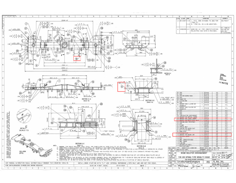 BOGIE BOLSTER ARRGT. FOR AIR SPRING OF MEMU TC ET04130 ALT.'d' | PDF