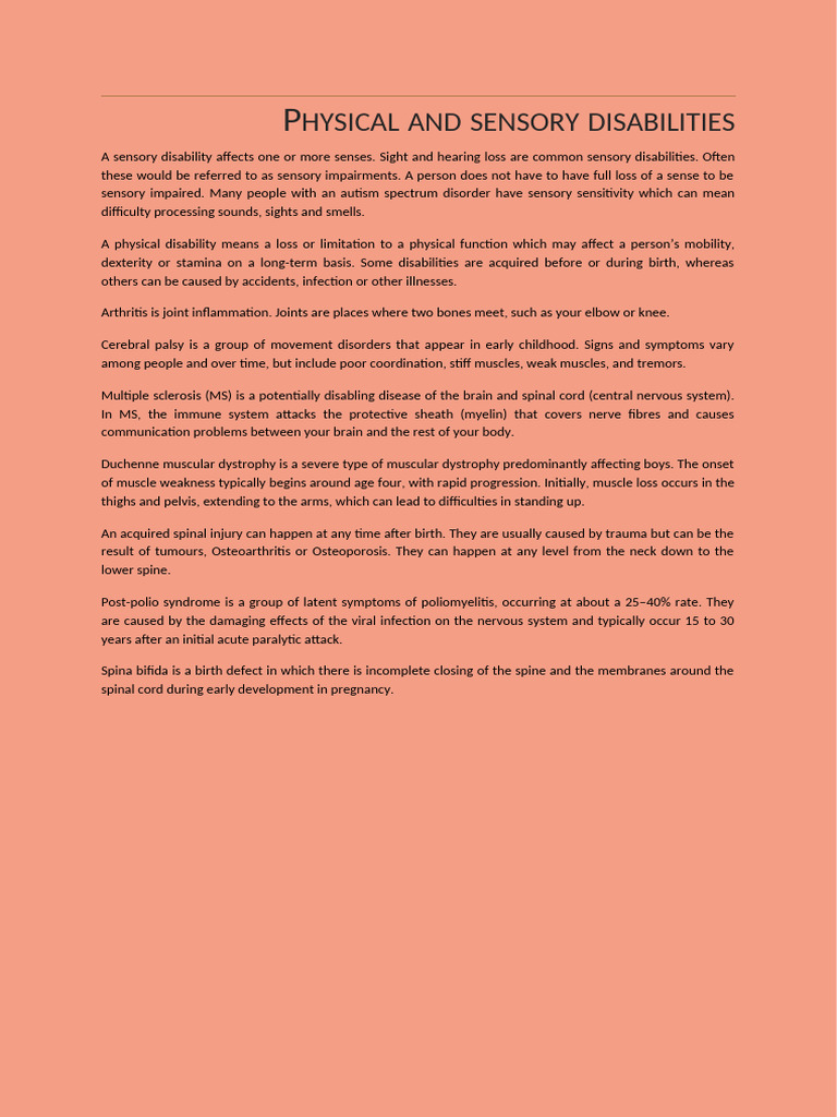Physical and Sensory Disabilities | PDF