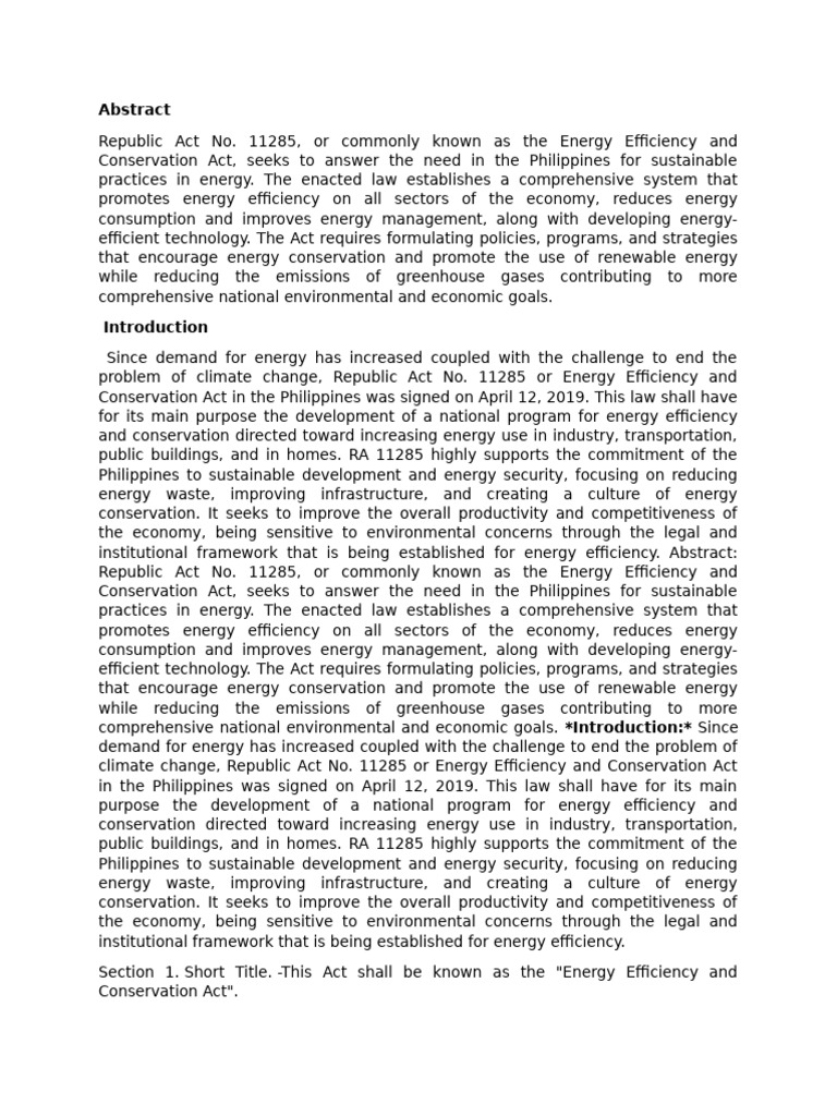 RA11285 | PDF | Energy Conservation | Efficient Energy Use