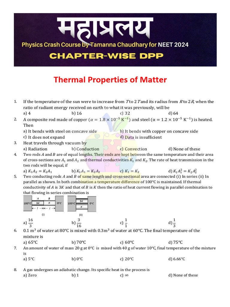 Thermal Properties of Matter Quiz | PDF | Temperature | Celsius