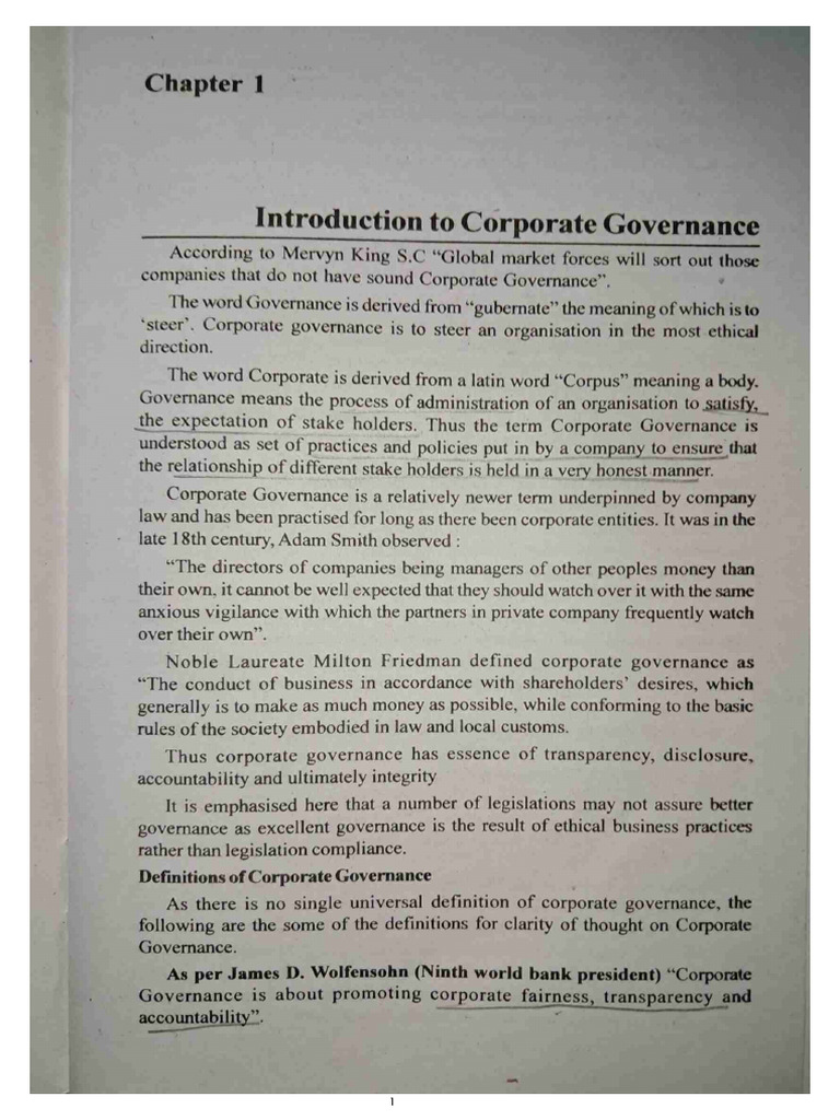 Corporate Governance - 1 | PDF