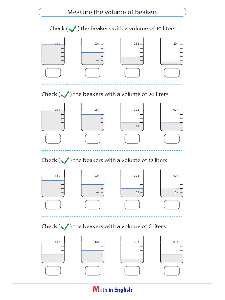 Volume Measurement Worksheet | PDF