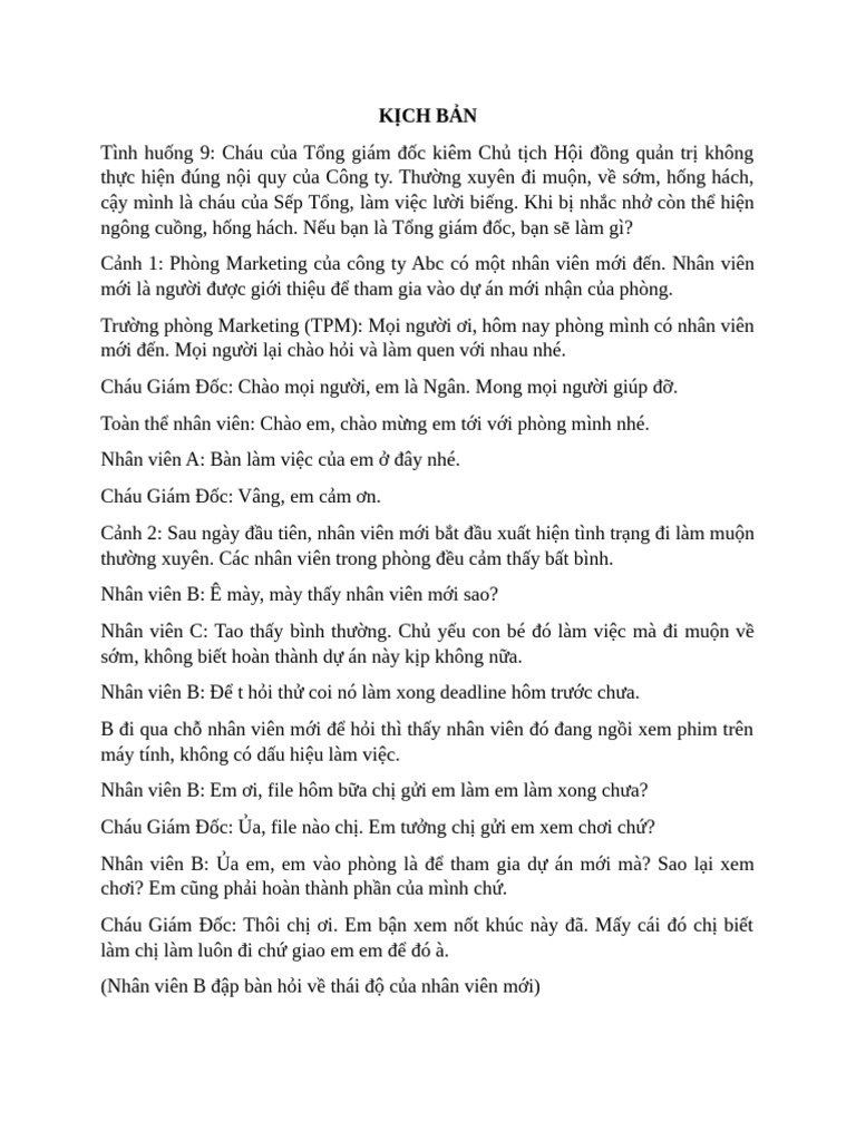 KỊCH BẢN NTLD | PDF