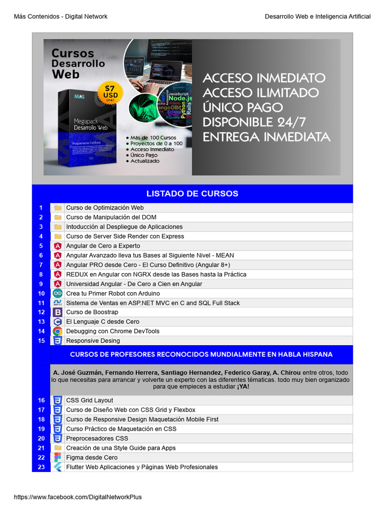 Listado Cursos Desarrollo Web e Inteligencia Artificial | PDF | Script ...