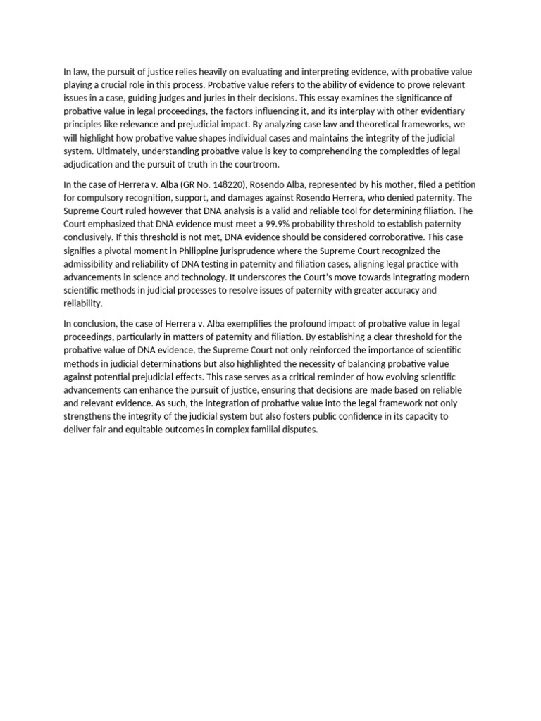 Probative value of evidence | PDF | Relevance (Law) | Justice