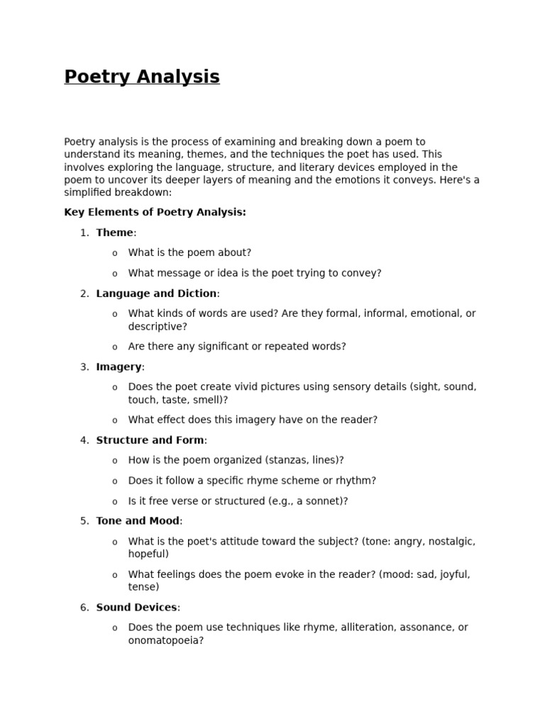 Poetry Analysis | PDF