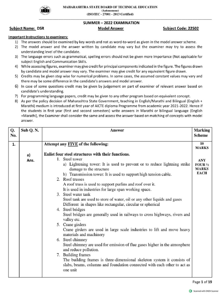 2022 Summer Model Answer Paper (Msbte Study Resources) | PDF
