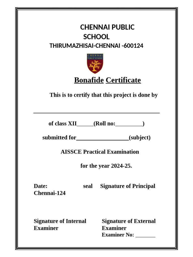 Class 12 Bonafide Certificate Template | PDF