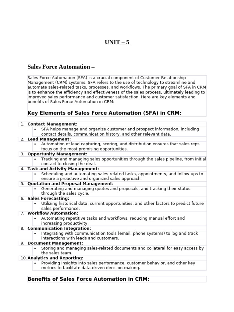 CRM Unit | PDF | Customer Relationship Management | Sales