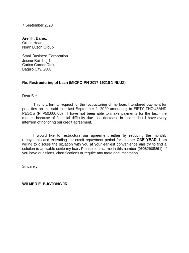 Loan Restructure Request | PDF