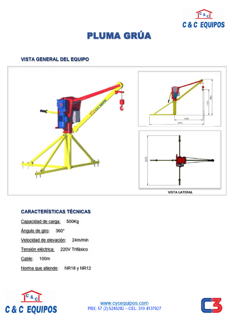 Ficha Técnica Pluma Grúa | PDF