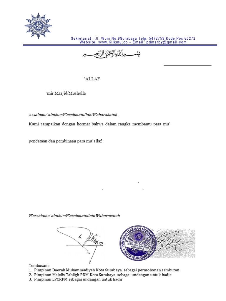 LDK - 2024 - Undangan & Form Data Mu'allaf | PDF