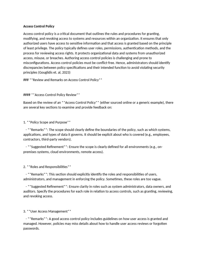Access Control Policy Pdf Security Computer Security