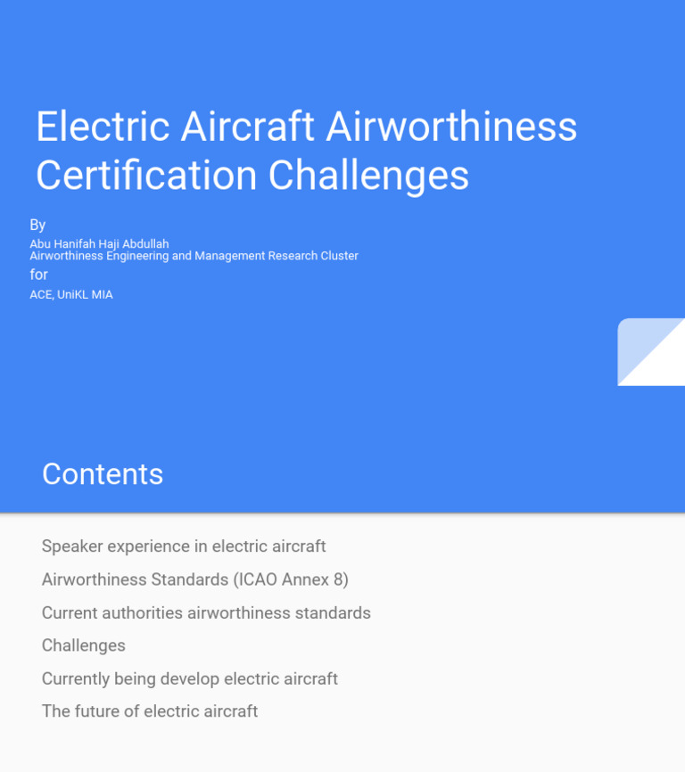 Electric Aircraft Airworthiness Certification Challenges | PDF