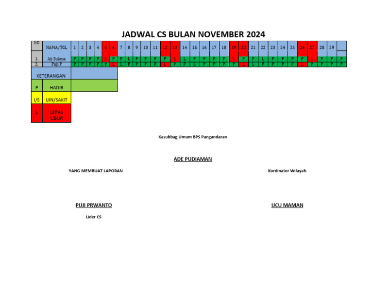 Jadwal Cs Bln November 2024 | PDF