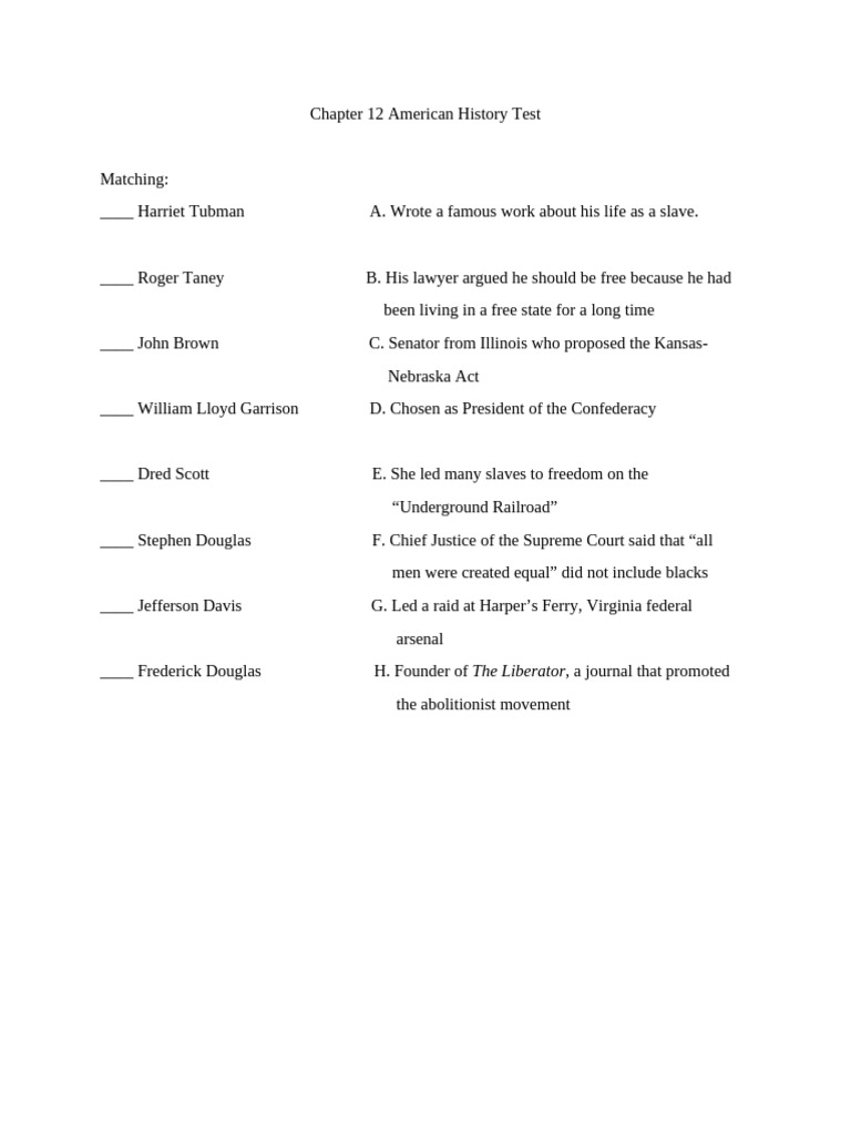 Chapter 12 American History Test | PDF