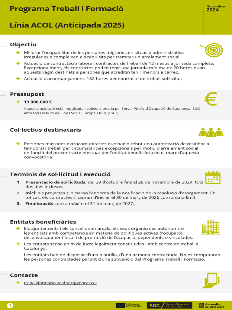 Foment de Locupacio Linia - ACOL Anticipada 2025 | PDF
