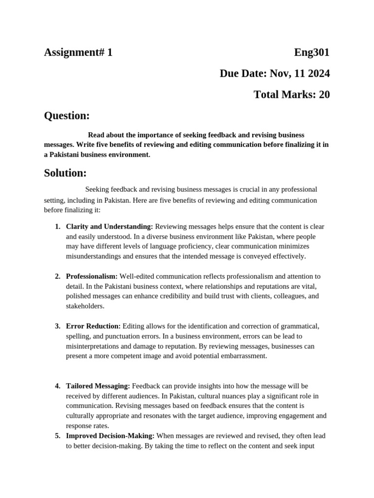 Assignmen1 Eng301 | PDF | Communication | Editing
