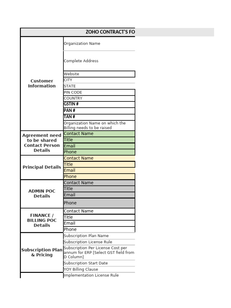 ERP - Zoho Contract Format | PDF