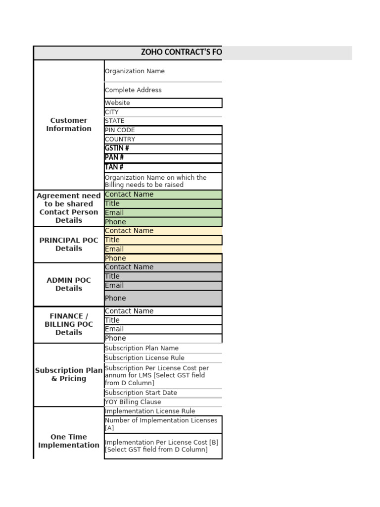 LMS - Zoho Contract Format | PDF