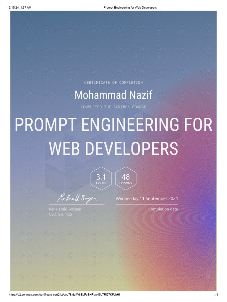 Prompt Engineering For Web Developers | PDF