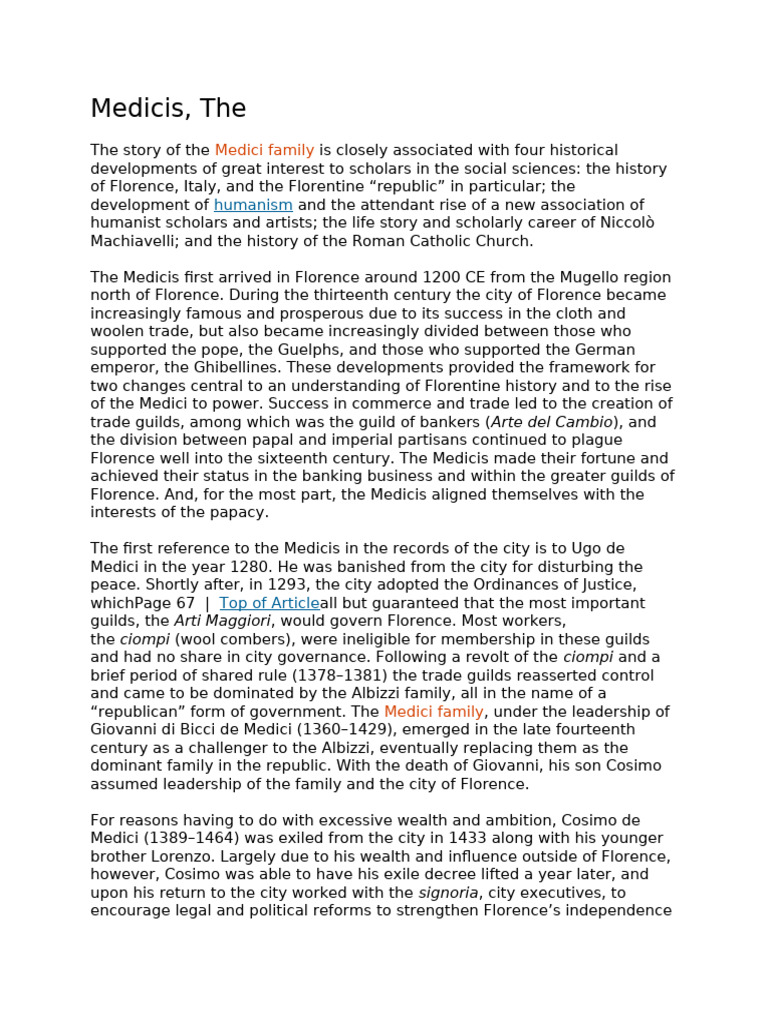 The Medici Doc | PDF | House Of Medici | Florence