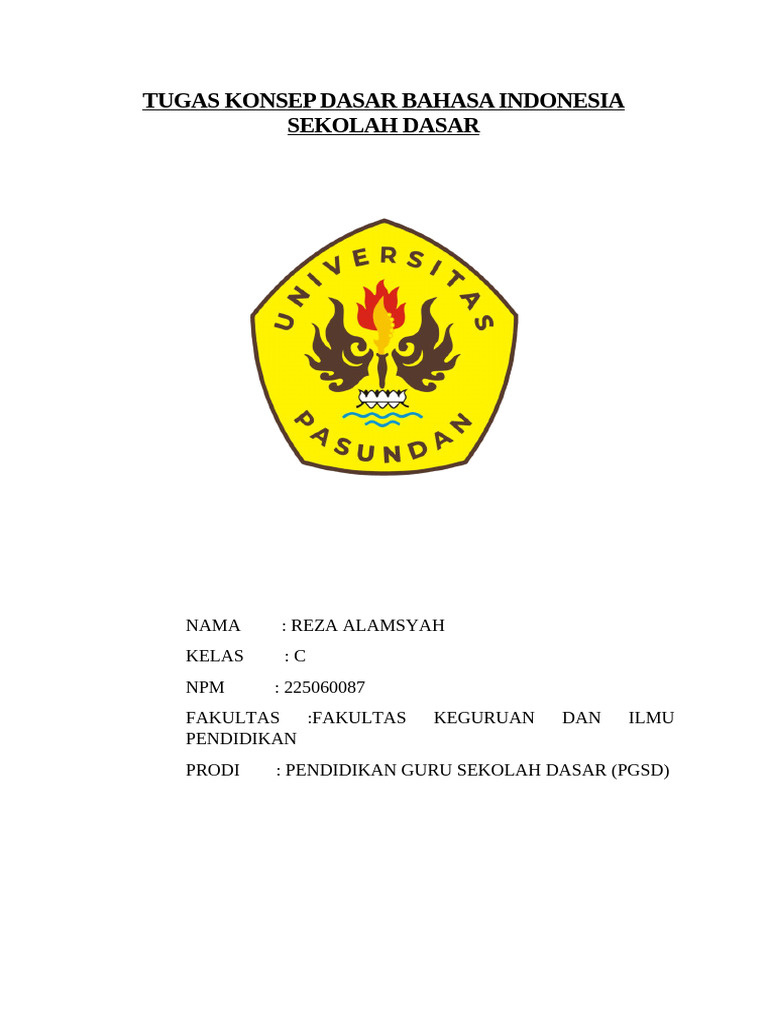Tugas Konsep Dasar Bahasa Indonesia Sekolah Dasar | PDF